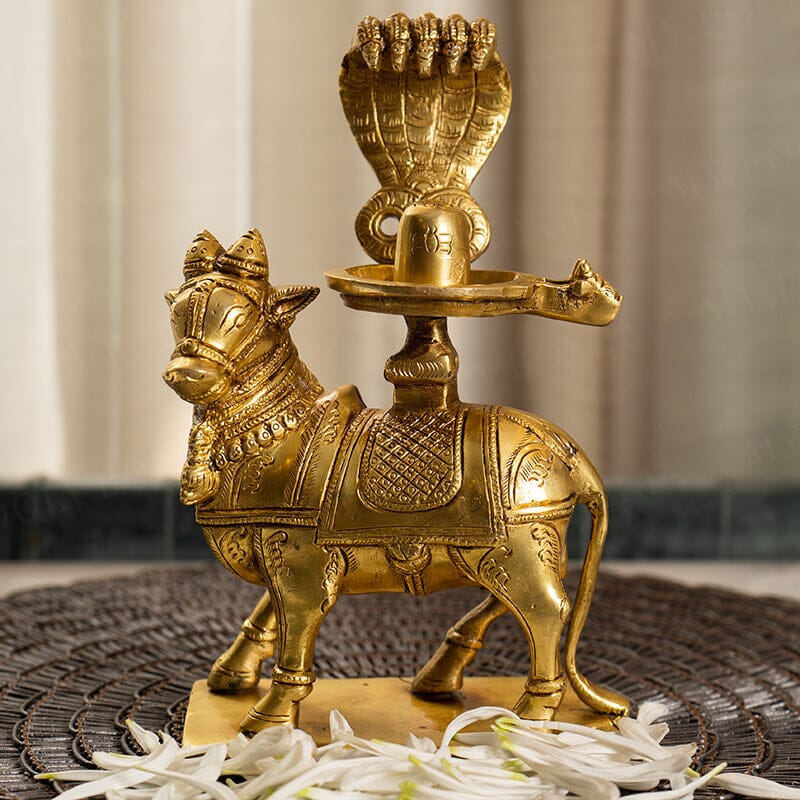 Buy Handcrafted Brass Standing Nandi With Shivling Online in India ...