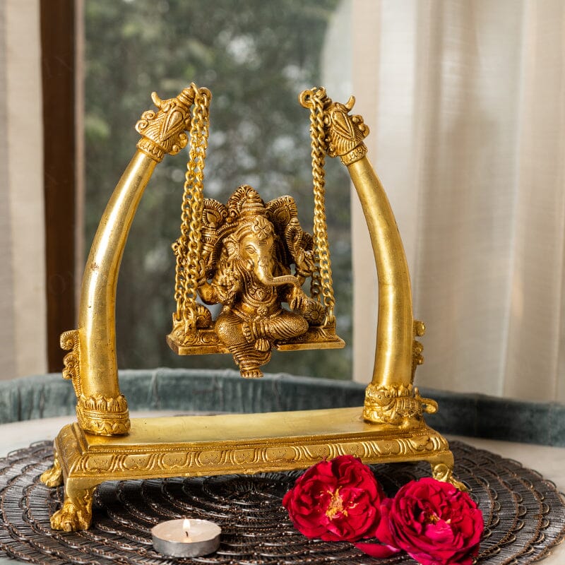 Buy Brass Lambodar Ganesha With Antique Jhula Online in India ...