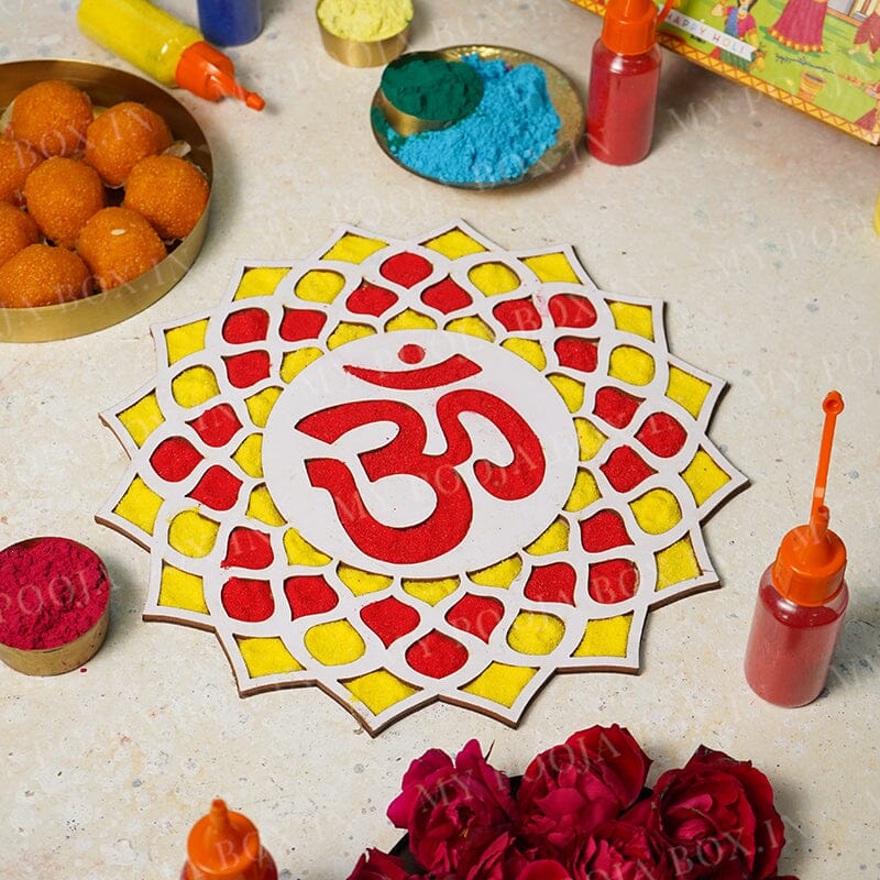 Buy DIY OM Pattern Rangoli Design Stencil 12" Online in India ...
