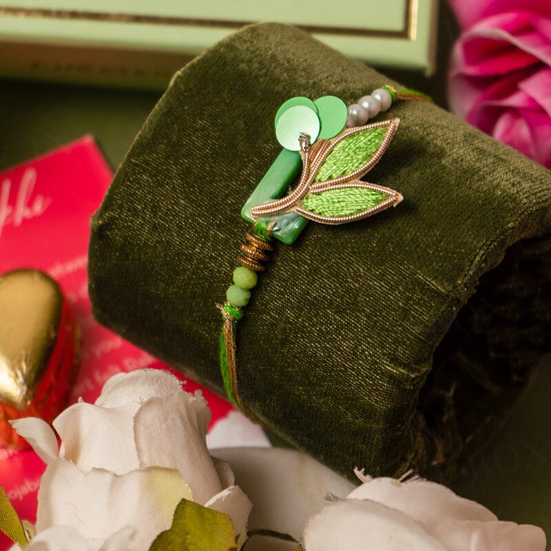 Buy Stunning Leafy Rakhi Online in India - Mypoojabox.in