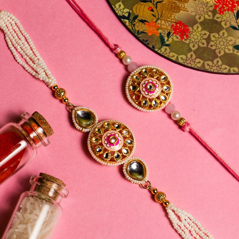 Buy Ahoora Meena Crystal Pink Bhaiya Bhabhi Rakhi Online in India ...