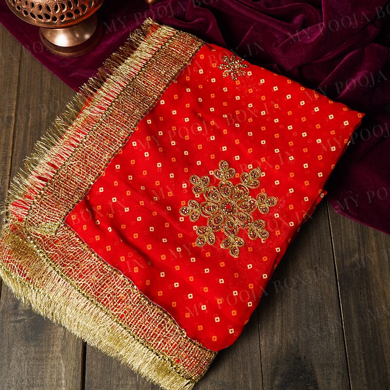 Buy Red Bandhej Rajasthani Chunri - Online in India - My Pooja Box