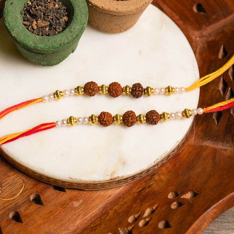Buy Three Divine Rudraksha Rakhi Online in India - Mypoojabox.in