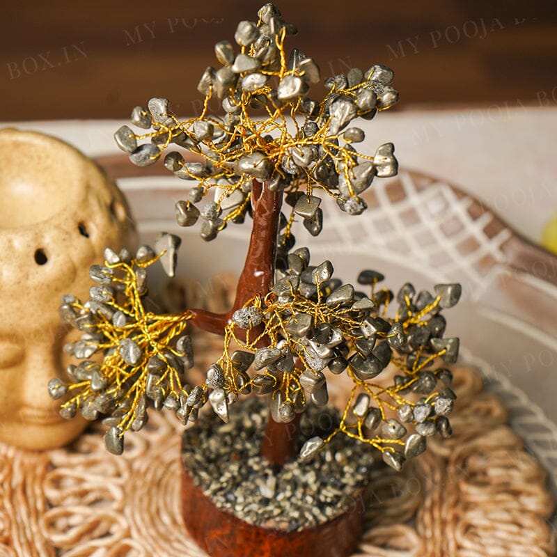 Buy Pyrite Crystal Healing Stone Tree Online in India - Mypoojabox.in