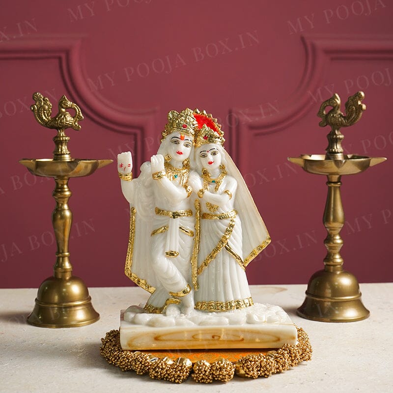 Buy Marble Radha Krishna Idol for Gift/Puja Online in India - Mypoojabox.in