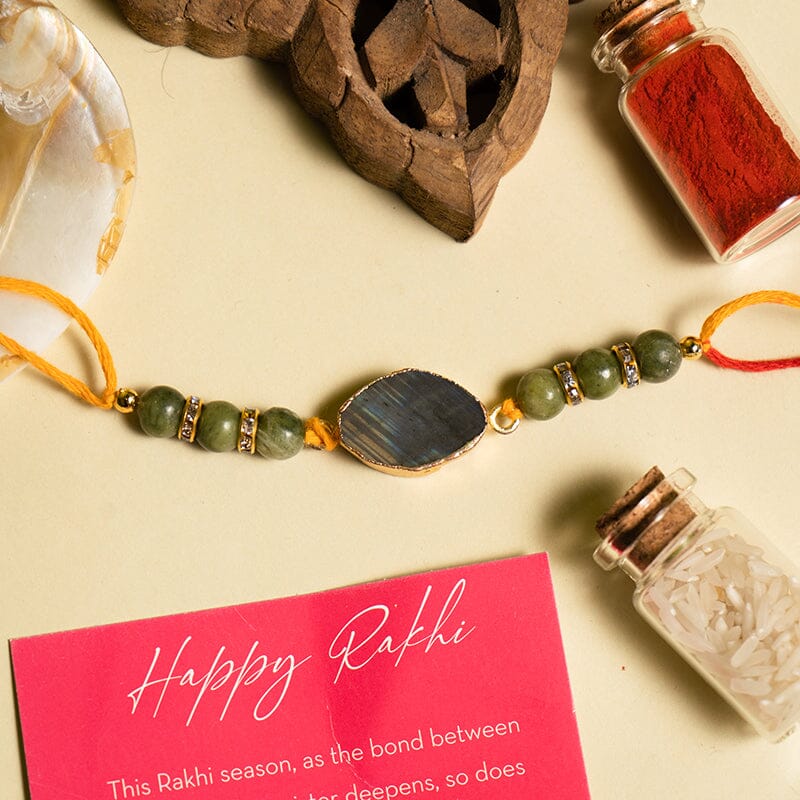 Buy Labradorite Good Health Crystal Agate Bhaiya Rakhi Online in India ...