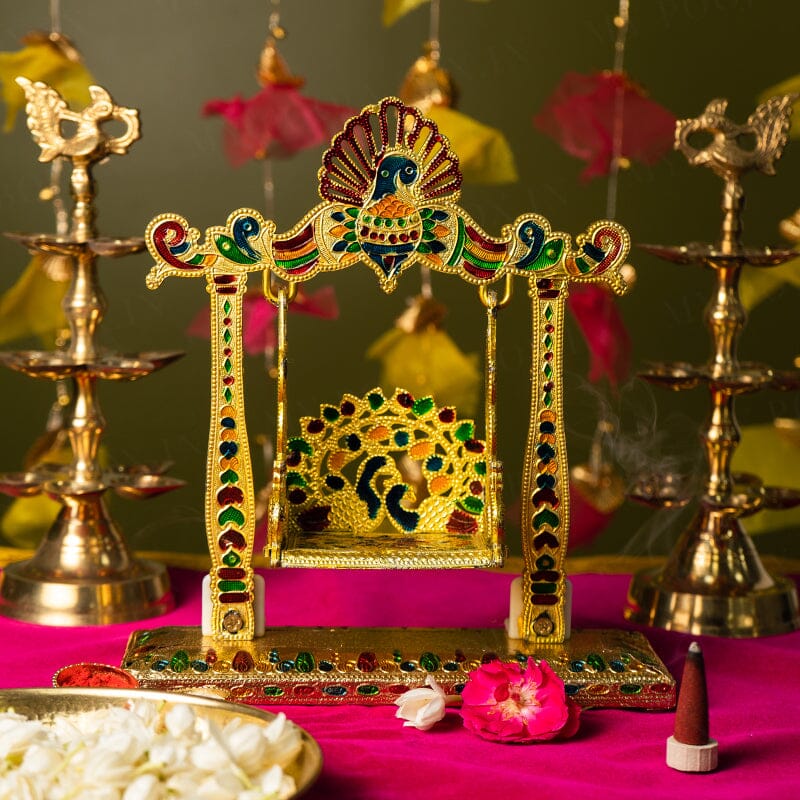 Buy Krishna Vishram Meenakari Jhula Online in India - Mypoojabox.in