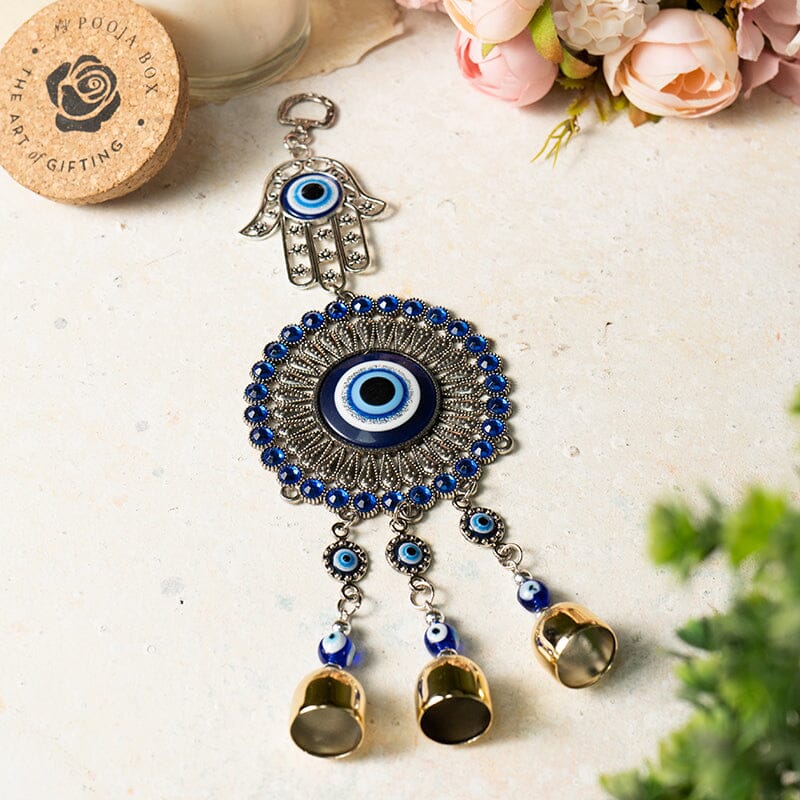 Buy Feng Shui Hamsa Evil Eye Hanging With Three Metal Bells Online in ...