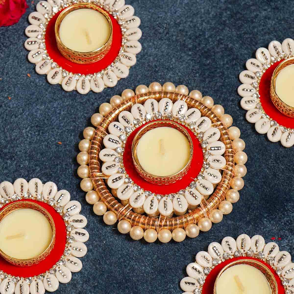 Buy Festive Red Shells Diya Rangoli Set of 5 Online in India ...