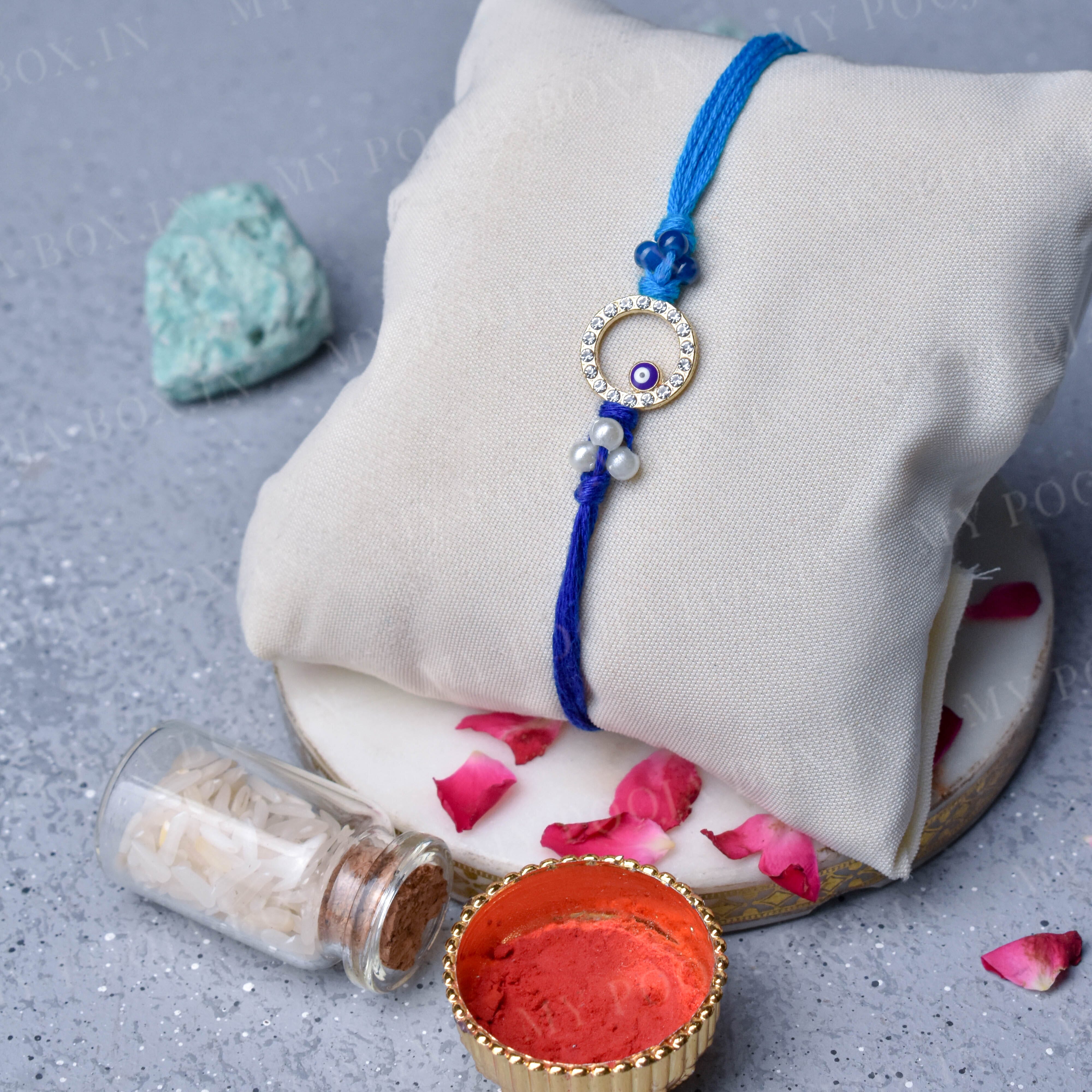 Buy Diamond Circle Evil Eye Rakhi - Online in India - My Pooja Box