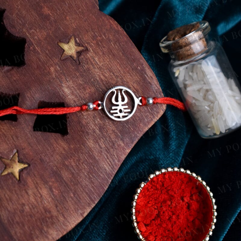 Buy 925 Silver Trishul Rakhi Online in India - Mypoojabox.in