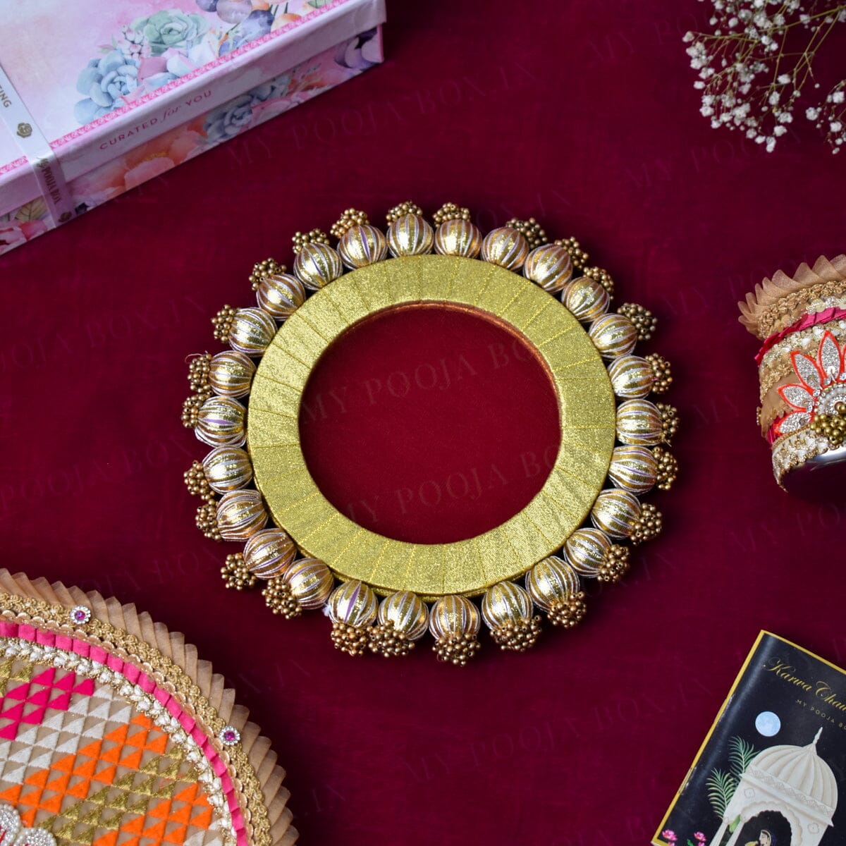 Buy Red & Golden Beaded Seive For Karwa Chauth Online in India ...
