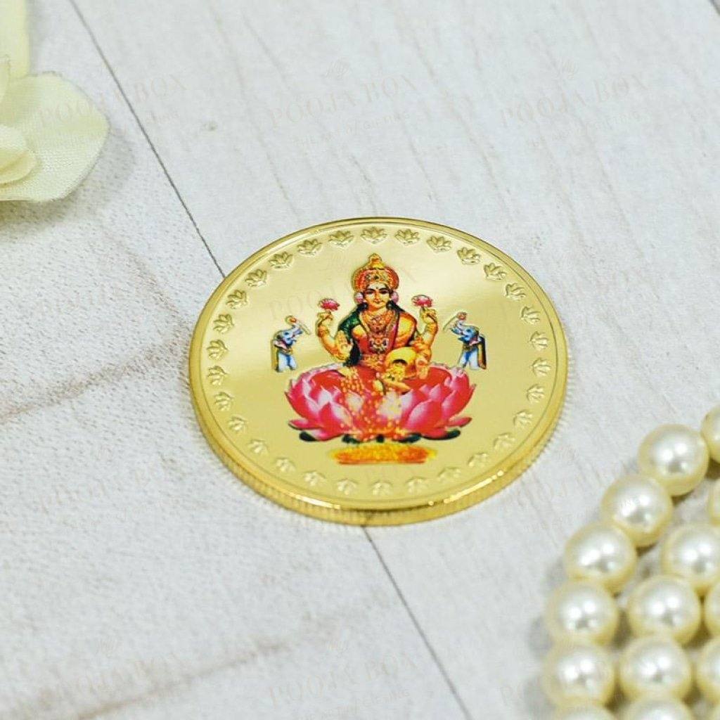 Buy 24K Gold Foil Laxmi Coin Online in India - Mypoojabox.in