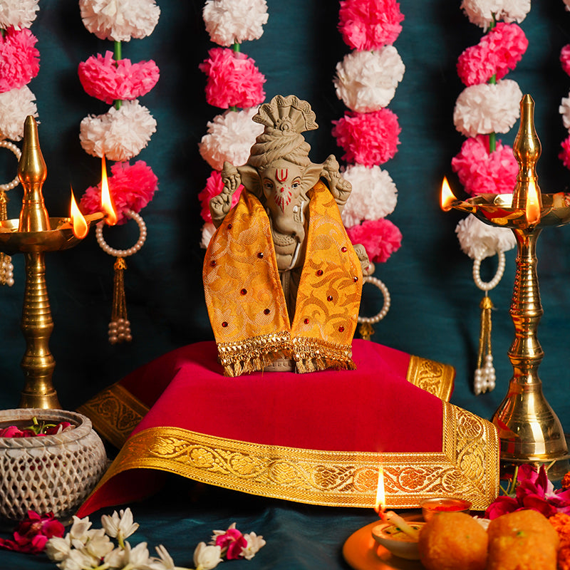 Buy Satin Patka/Dupatta Yellow - 30cm. Online in India - Mypoojabox.in