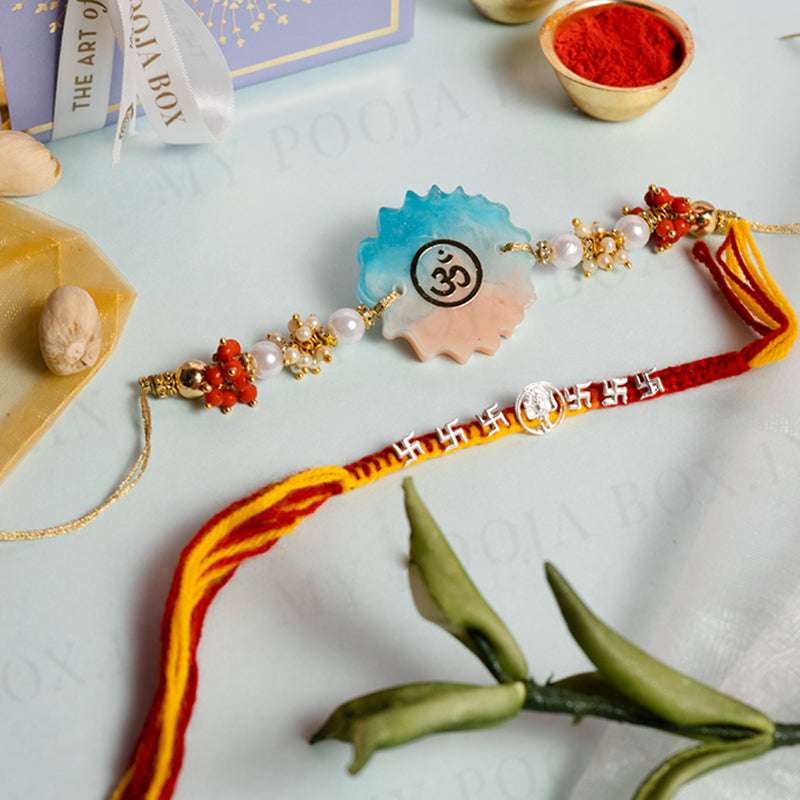 Buy Om Ganesha Swastik Resin Rakhi Online in India - Mypoojabox.in