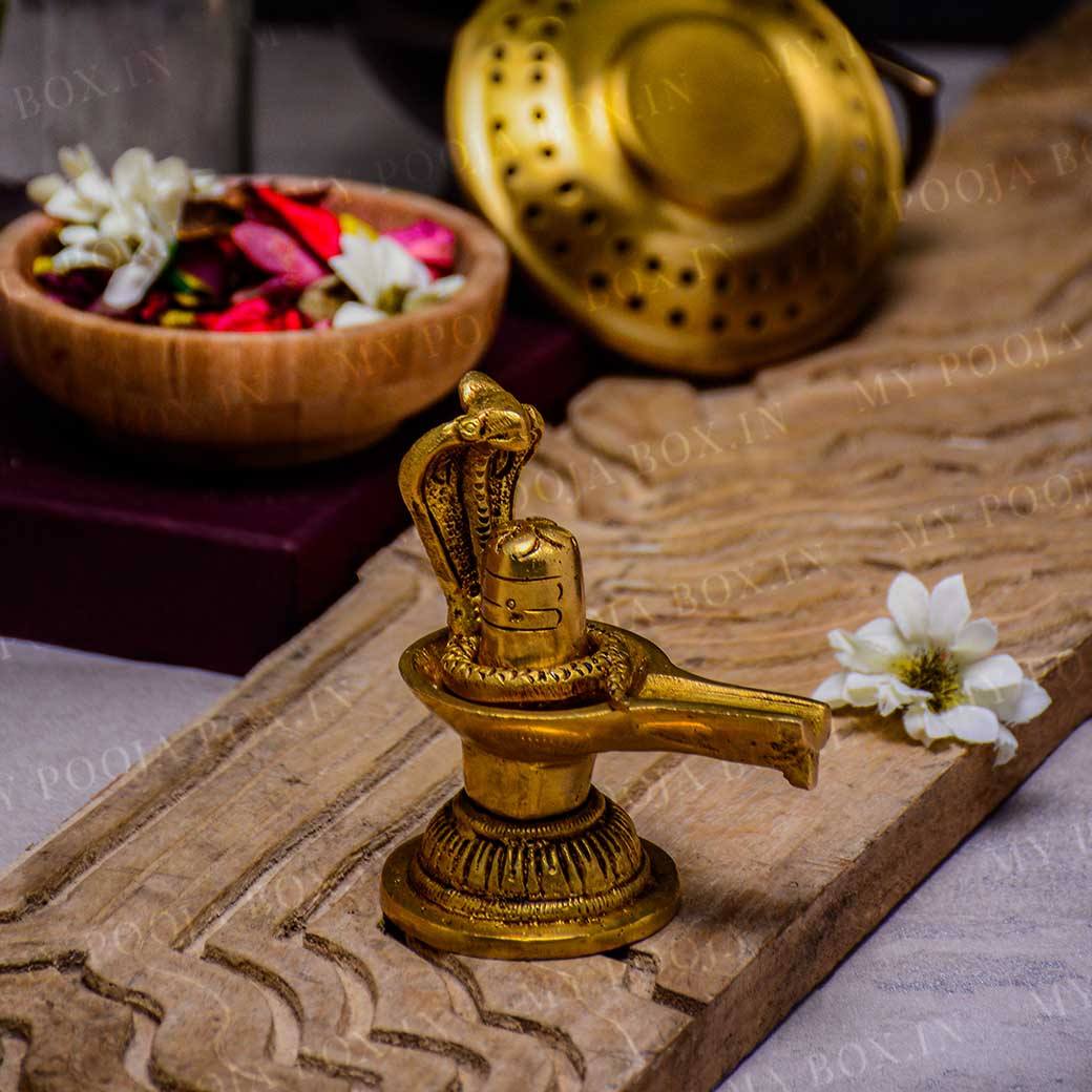 Buy Antique Brass Shivling Online in India - Mypoojabox.in