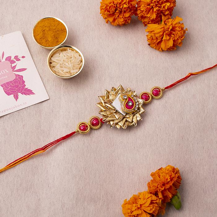 Buy Ravishing Gota Rakhi Online in India - Mypoojabox.in