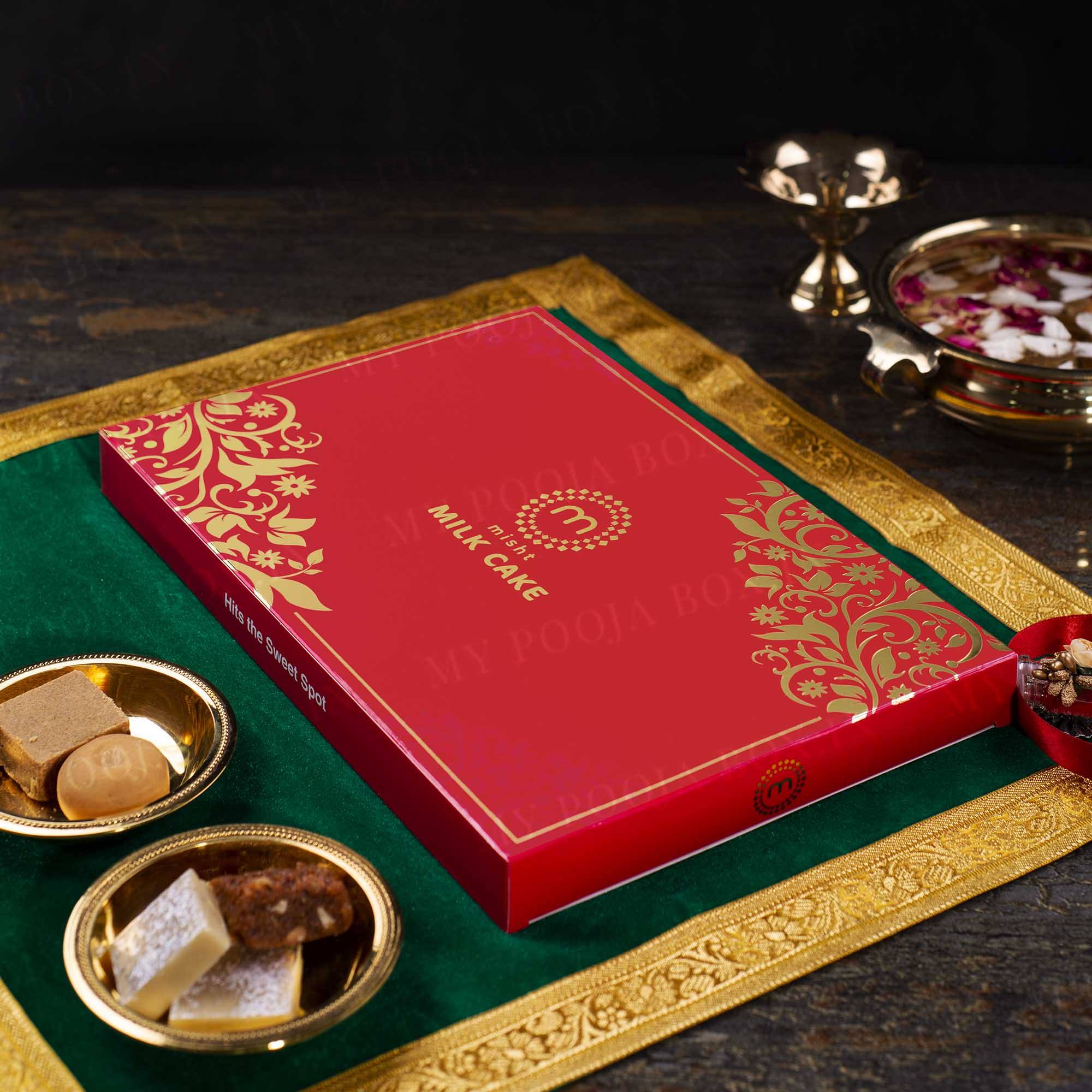 Buy Milk Cake Mithai Gift Box Online in India - Mypoojabox.in
