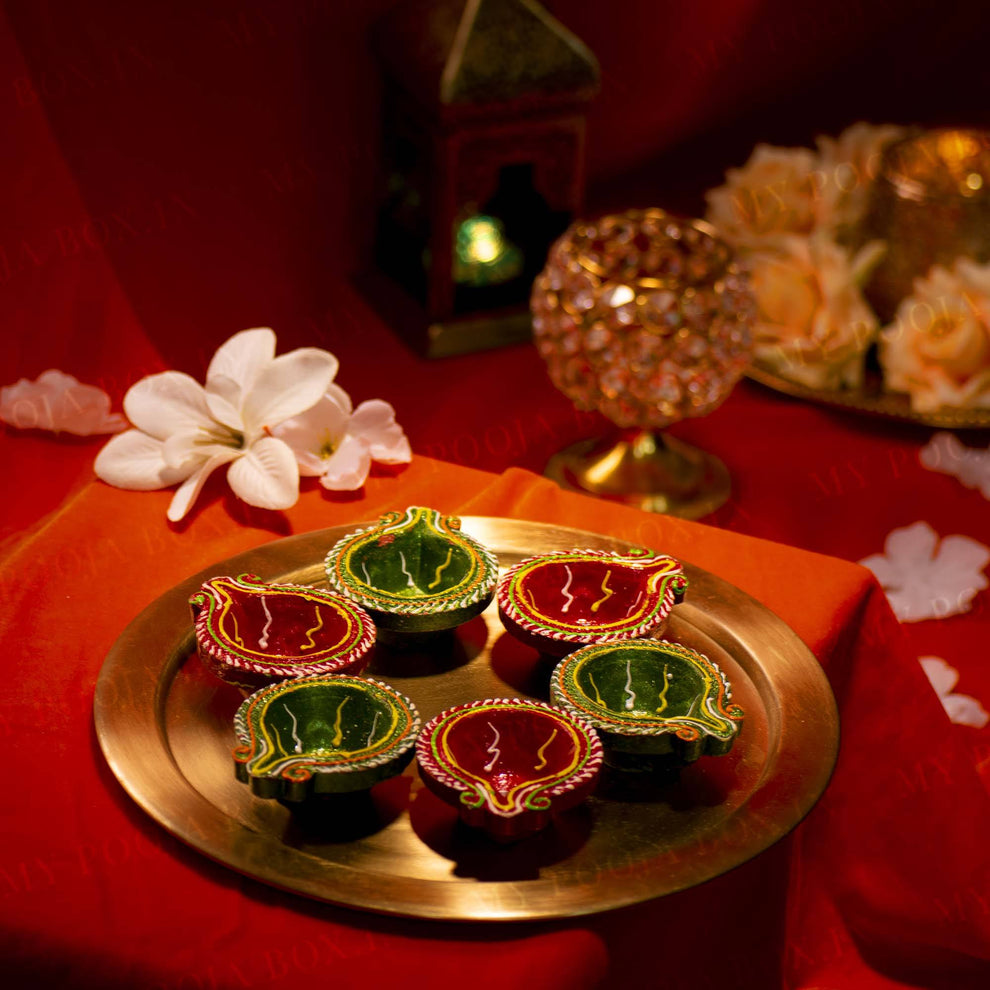 Buy Handcrafted Decorative Clay Diya set of 6 Online in India ...