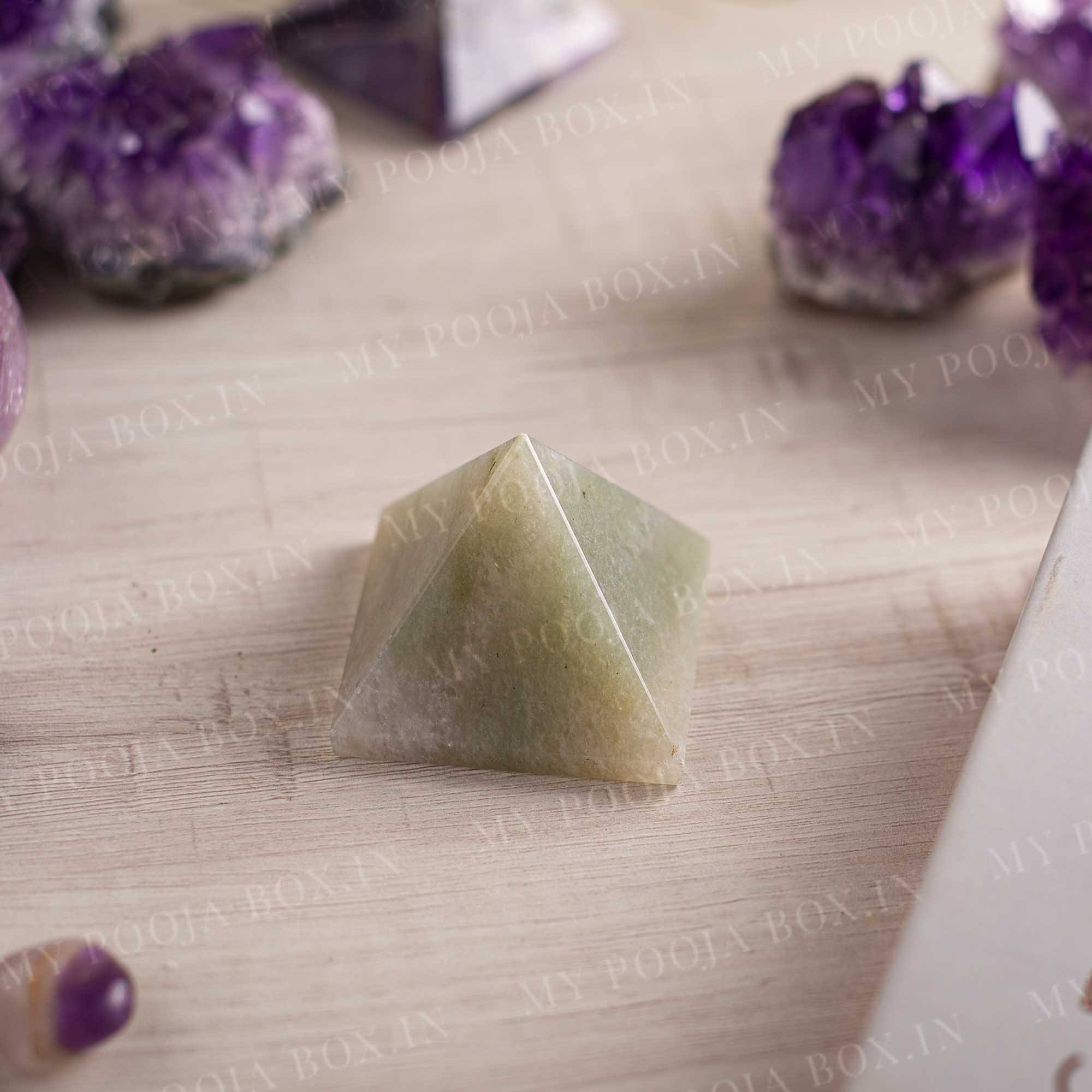 Buy Green Jade Crystal Pyramid Online in India - Mypoojabox.in