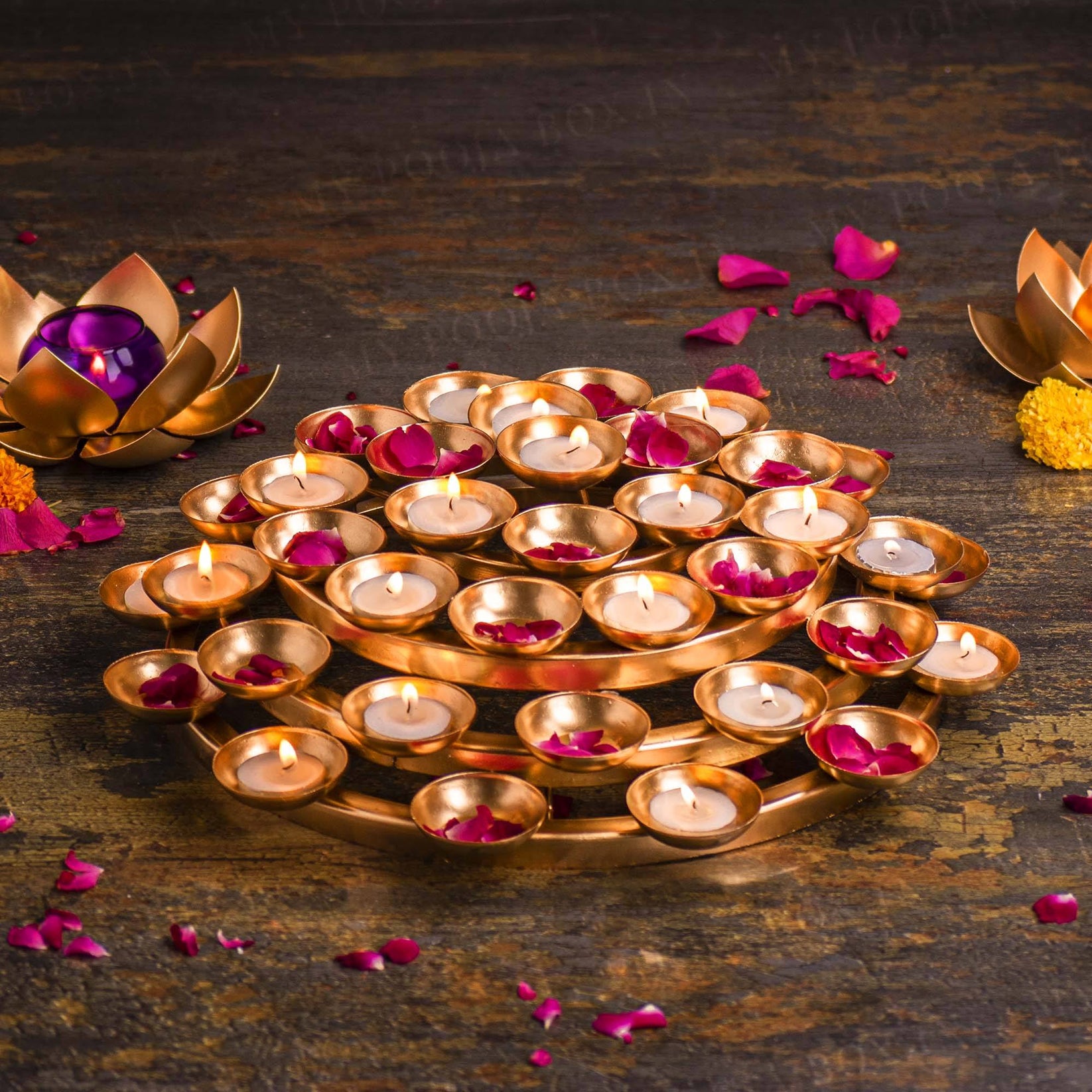 Buy Noorana 5 Layer Twinkling Diya Stand Online in India - Mypoojabox.in
