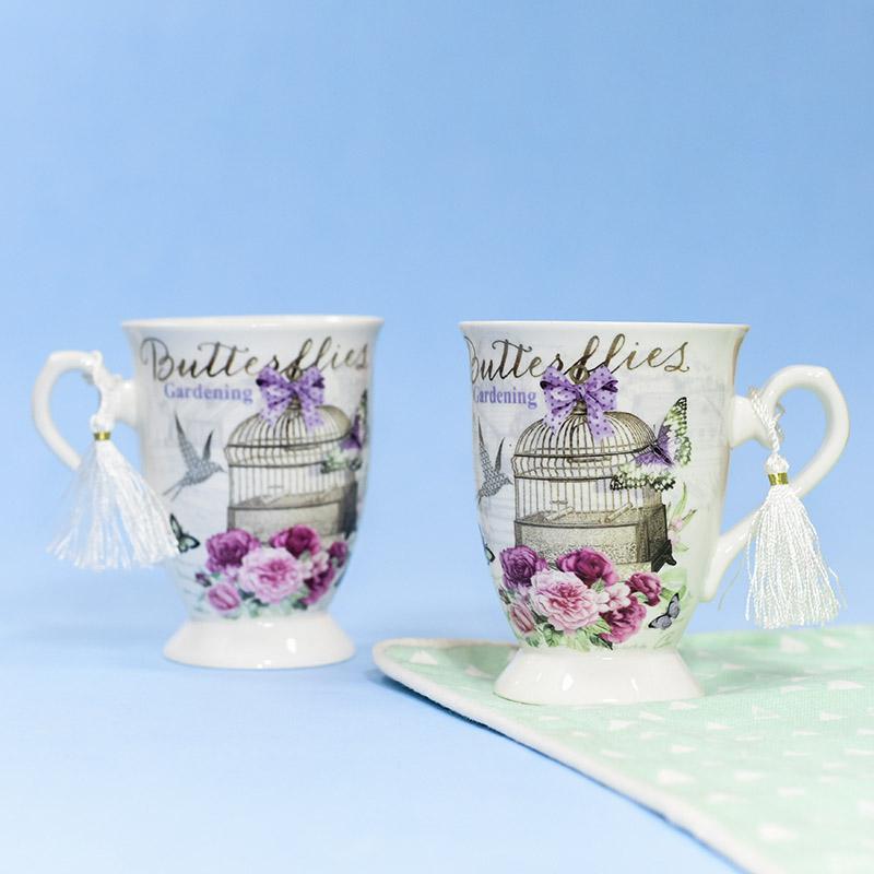 Buy Violet Cage Theme Vintage Tea Cups (Set of 2) Online in India ...