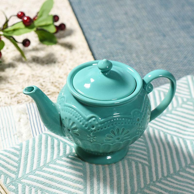 Buy Turquoise Vintage Tea Pot Online in India - Mypoojabox.in