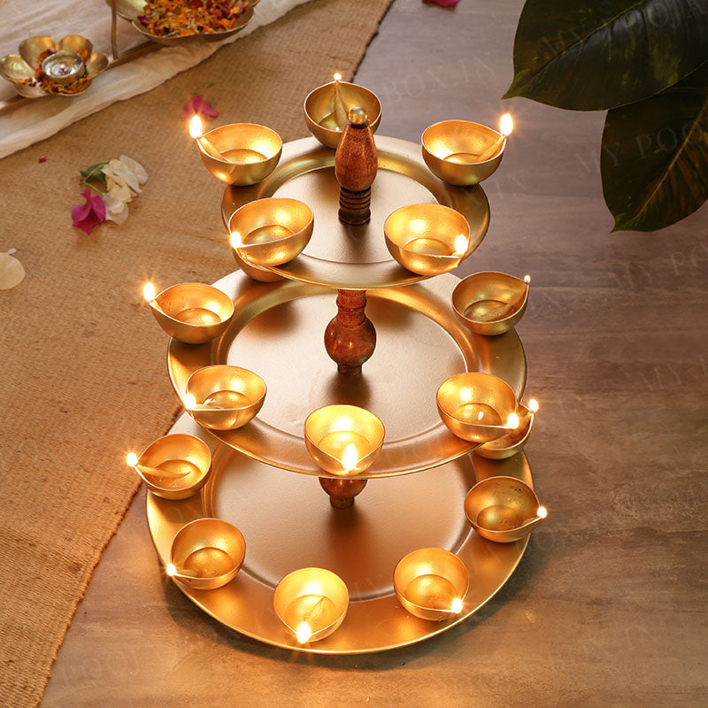 Buy Inara Three Layer Diya Online in India - Mypoojabox.in